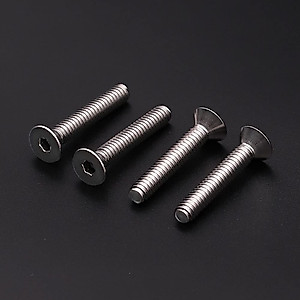 RoyceMart M4-0.7 x 30 mm (50 Pack) Stainless Steel Flat Head Socket Head Cap Screws, Hex Drive Flat Head Screws Machine Screws, Full Thread, Bright Finish