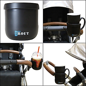 W4W Universal Stroller Cup Holder – Mega Strength Adjustable Clamp fits on Any Bike, Walker, Wheel Chair, Car – Large Adjustable Drink Holder fits Any Size Cup, Water Bottle, Can etc.