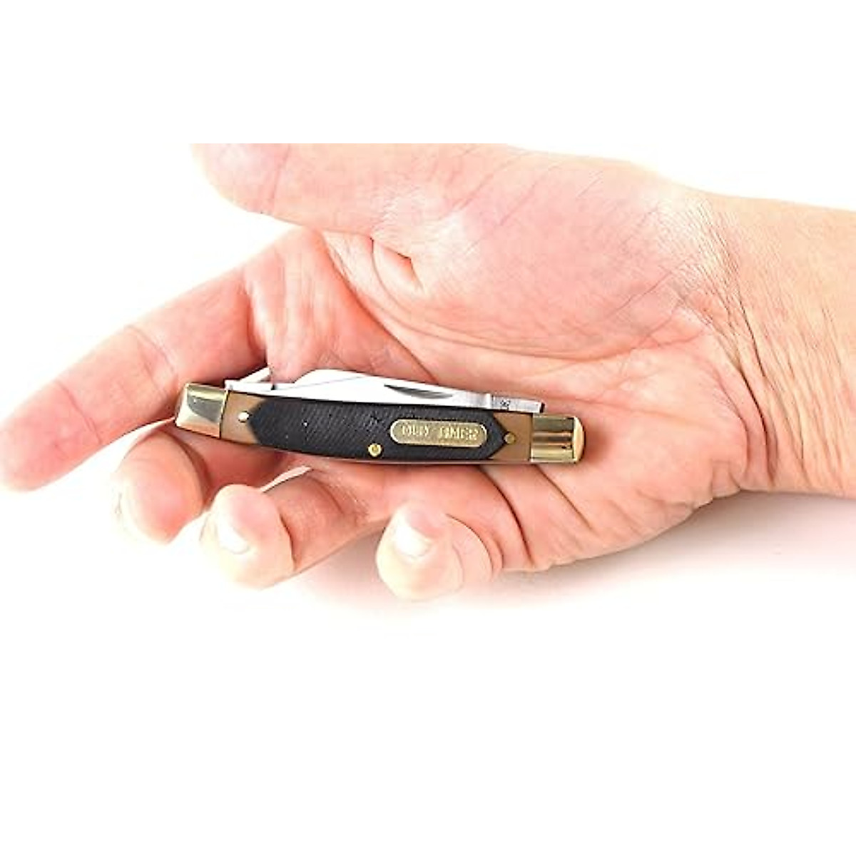 Old Timer 34OT Middleman 5.7in S.S. Traditional Folding Knife with 2.4in Clip Point Blade and Sawcut Handle for Outdoor, Hunting, Camping and EDC,Brown