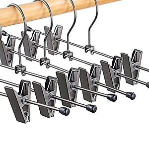 Koobay 13.8" Black Metal Pants Hangers, 30 Packs, Skirt Hangers Trouser Hangers with Clips Trouser Hangers Clothes Hangers