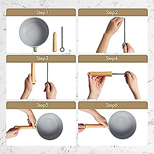 ROCKURWOK Ceramic Nonstick Sauce Pan, 3 QT Pot with Steamer, Non Toxic & PFAS-Free, Wooden Handle for Cool Touch, Universal Base(Gas, Electric & Induction), Green