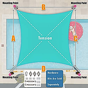ShadeMart 14' x 18' Turquoise Sun Shade Sail Rectangle Canopy Fabric Cloth Screen smTAPR1418, Water and Air Permeable & UV Resistant, Heavy Duty, Carport Patio Outdoor - (We Customize Size)