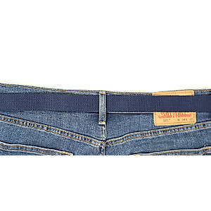 Canvas Web Belt Military Style with Antique Brass Buckle and Tip 50" Long (Navy)