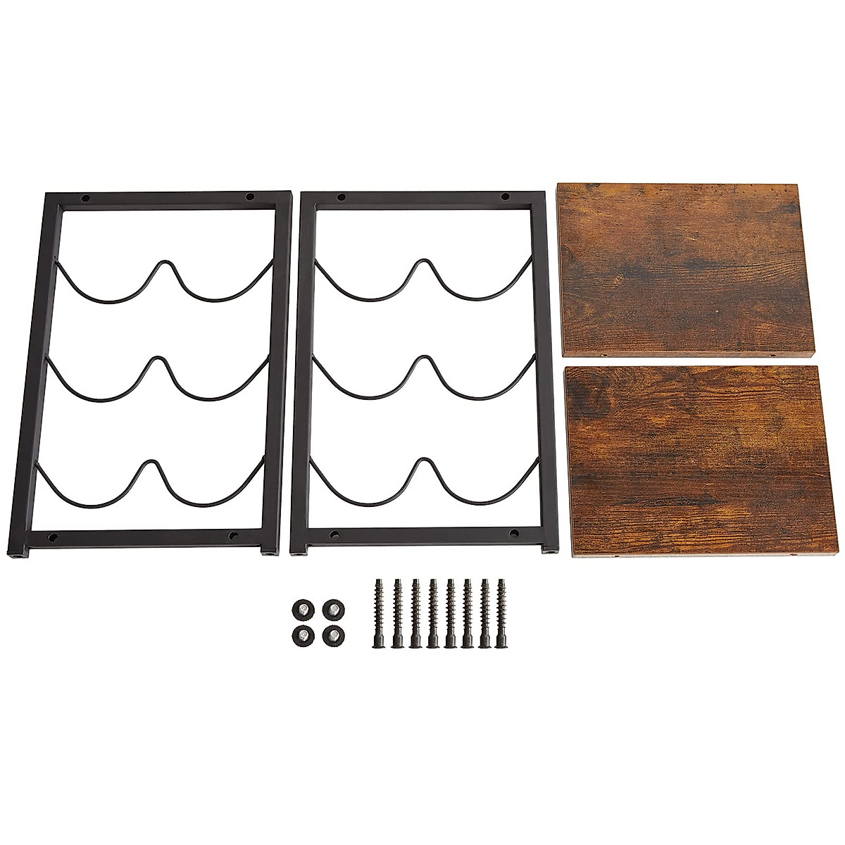 IBUYKE Rustic Wood 6 Bottles Wine Rack for Countertop,3 Tier Free Standing Wine Rack,Wine Bottle Holder Stand Organizer for Home Decor Bar,Cabinet, Pantry,Countertop TMJ901H