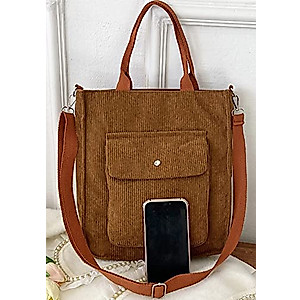 Corduroy Crossbody Bag for Women Girls,Casual Satchel Bag Large Capacity Corduroy Small Tote Bag for Work & School