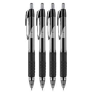 uni-ball® Signo Gel 207™ Retractable Gel Pens, Medium Point, 0.7 mm, Clear Barrels, Black Ink, Pack Of 4