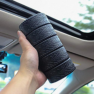 Tyre Tire Coffee Tea Mug, Gift for The Mechanic and Car Guy, Unique Stainless Steel Water Bottle, Leak Proof Screw Top, No Spill, BPA Free, 11oz, Black