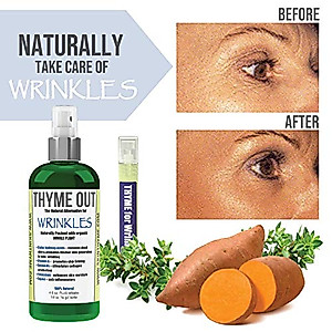 Thyme Out All Natural Anti-Wrinkle Face Mist Spray with Thyme, Bakuchiol, AHA, Beta Carotene and Potassium - Fights Wrinkles, Fine Lines, Inflammation, and Dryness While Boosting Collagen (4 oz)
