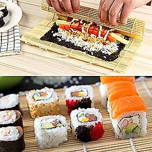 FUNGYAND Bamboo Sushi Rolling Mat with 2 Pairs of Chopsticks Natural Bamboo 9.5"x9.5" 2 PCS Sushi Making Kit