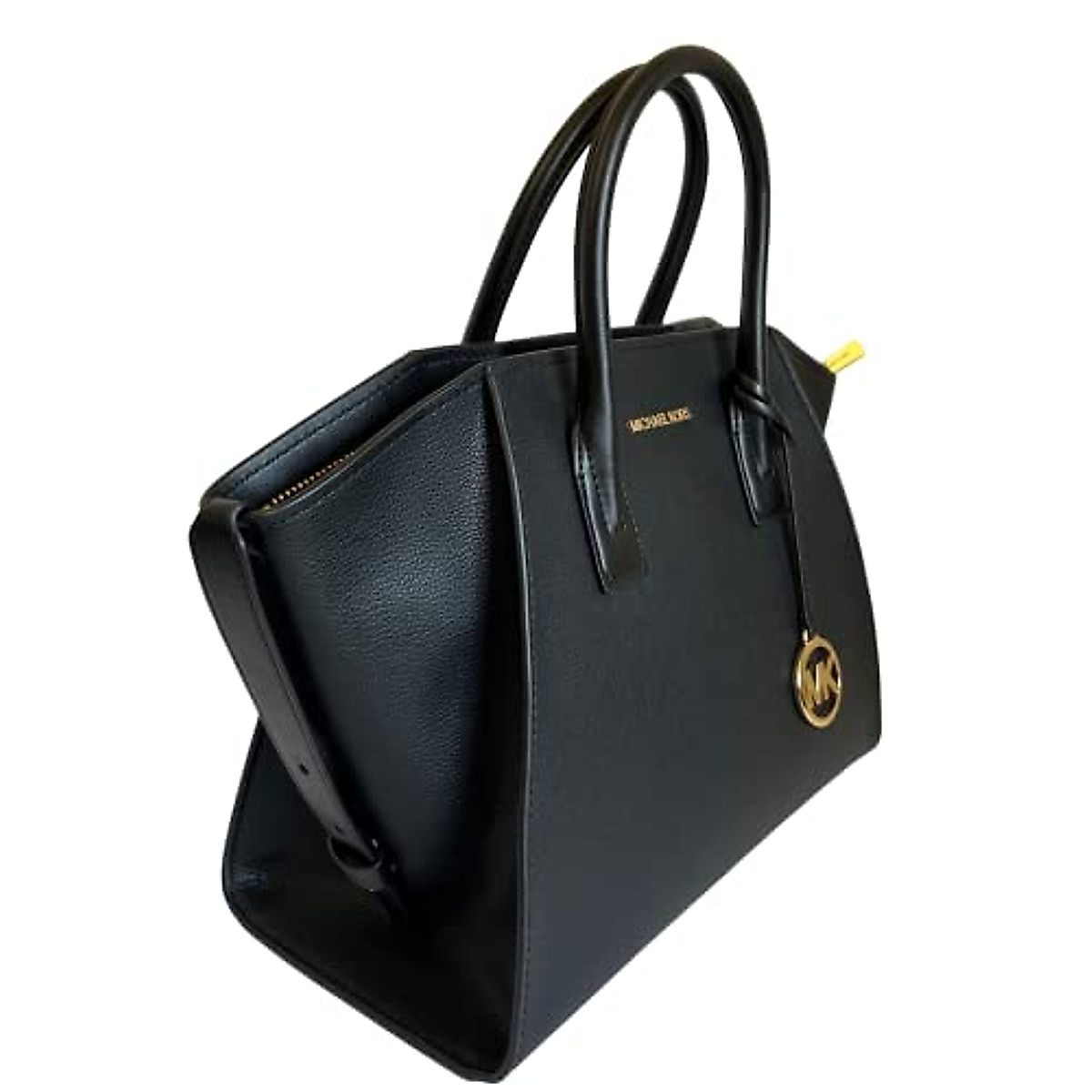 Michael Kors Avril Large Top Zip Slouch Satchel Crossbody Black Leather