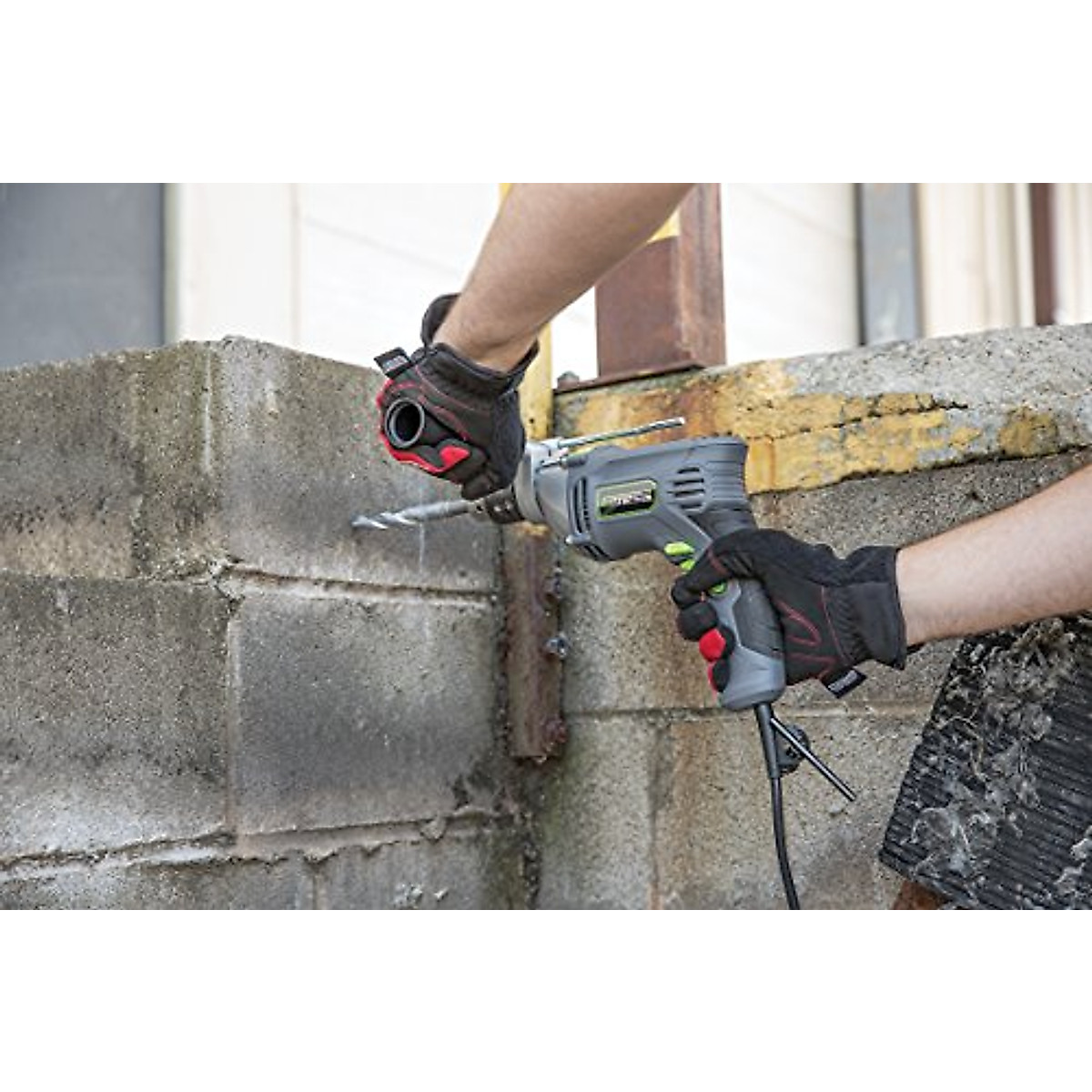 Genesis GHD1275 7.5-Amp 1/2-In. Variable-Speed Reversible Hammer Drill with Depth Gauge, Auxiliary Handle, Chuck Key and 2 Year Warranty