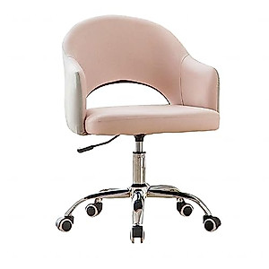 VIDECOR Adjustable Office Chair Faux Leather Swivel Computer Chairs with Wheels and Lift Home Office Chair Study Room Furniture Base Padded Swivel Chair,F