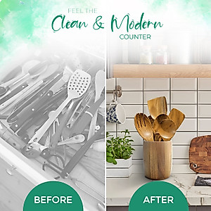 The Pretty Turtle Bamboo Kitchen Counter Utensil Crock Holder Caddy 6" x 4 1/2" (Oval Acacia)