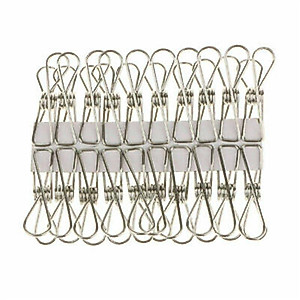 20 Pack 3.5 inch Jumbo Heavy Duty 304 Stainless Steel Wire Clips Durable Clamp Metal Clothes Pegs Multi-Purpose for Outdoor Clothesline Home Kitchen Travel Office Decor