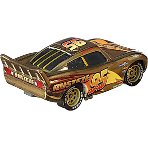 Disney Cars Golden Die-Cast Lightning McQueen 1:55Scale Movie Character for Racing and Storytelling Fun, Gift for Kids Age 3 Years and Older