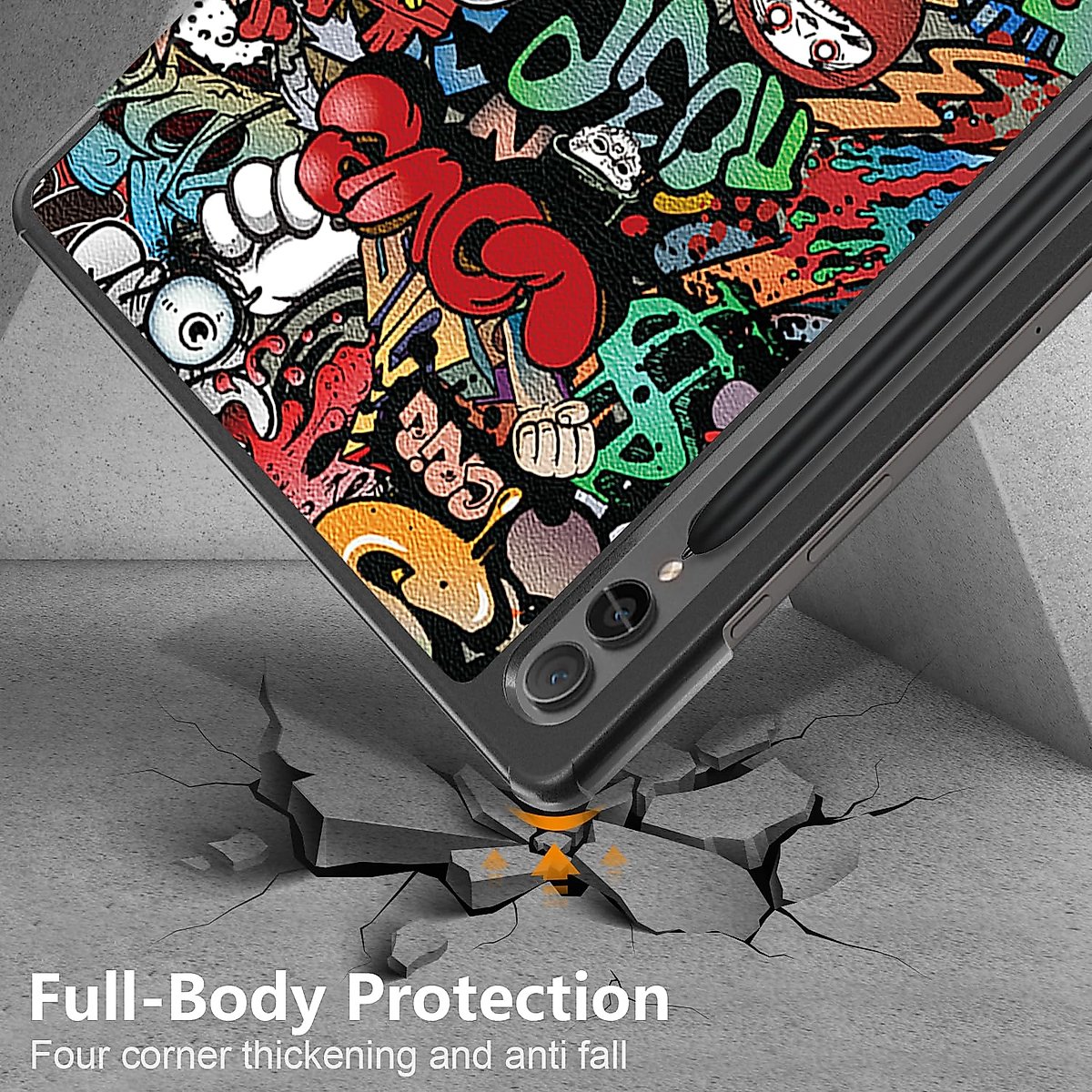 DINGGUAGUA Case for Samsung Galaxy Tab S10+ Plus 12.4” 2024 Release Lightweight Slim Shell Stand Cover for Tab S9+ Plus SM-X810/X816B/X818U with Auto Sleep/Wake,Graffiti