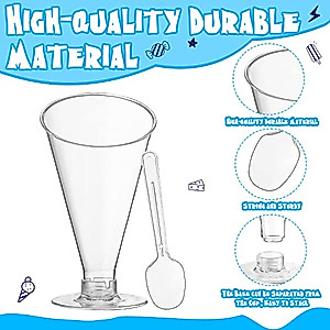 Nuogo 50 Pack Clear Dessert Cups Spoons Mini Dessert Cups Spoons 4oz Plastic Martini Glasses Disposable Dessert Cups Appetizer Cups for Home Gatherings, Events, Parties, Weddings, Serving, Tasting