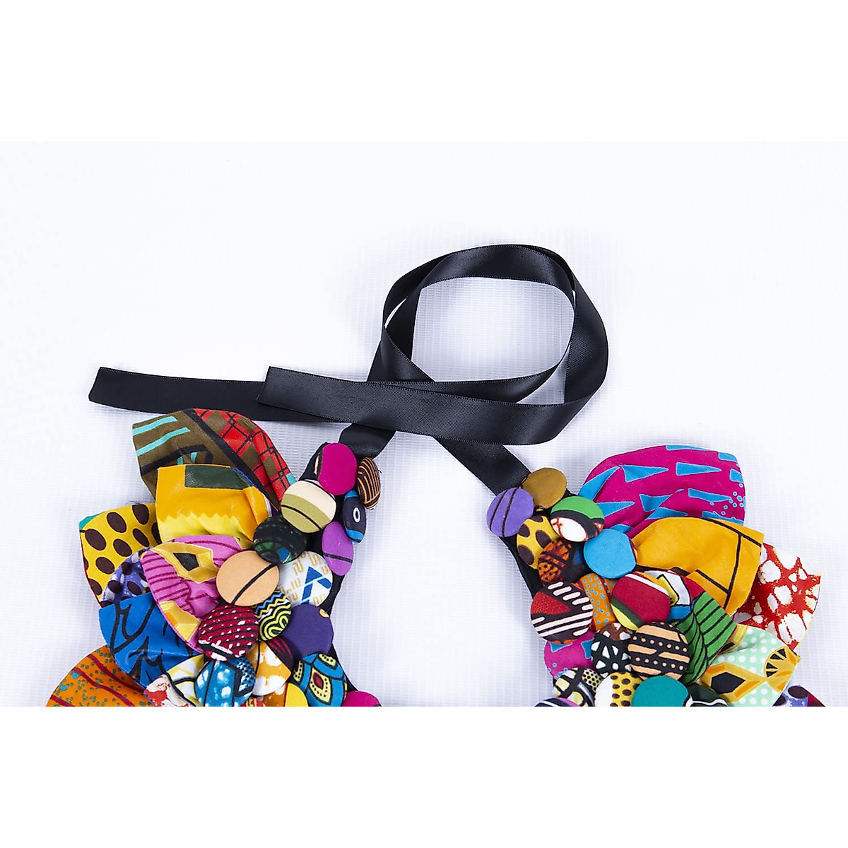 HollandaisWax African Ankara Handmade Petal Neckpiece Button Necklace for Women Jewellery