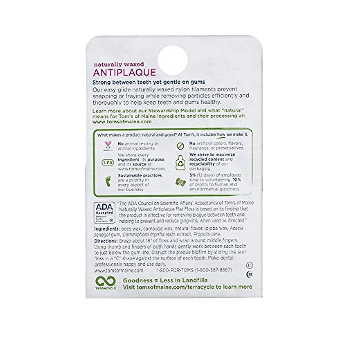 Tom's of Maine Floss Flat-Anti Plaque Spearmint 32 yd String