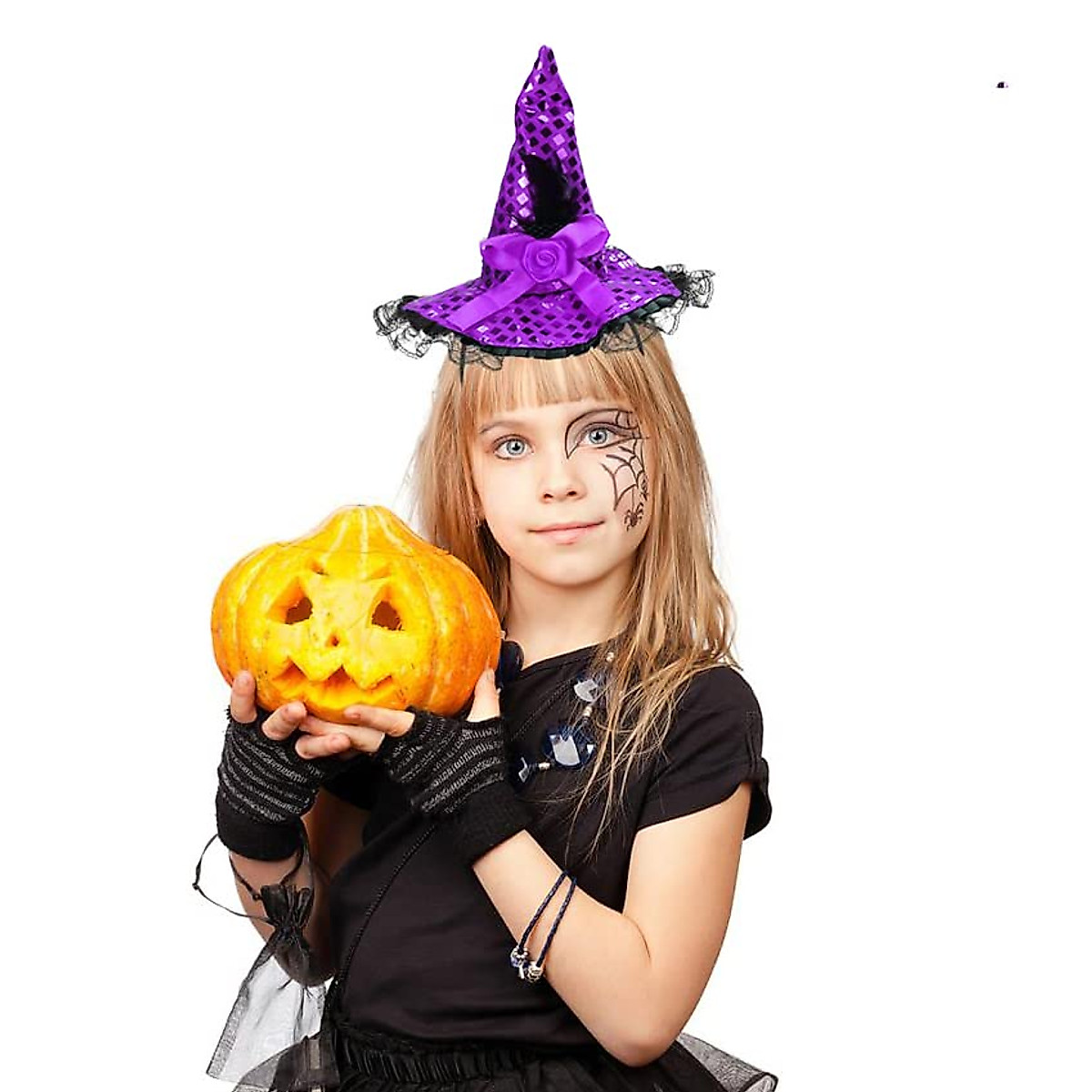 Oarkive Witch Headband Cute Witch Hat Halloween Mini Toddler Witch Hat Small Baby Witch Hat Witches Headband for Women Girls Kids for Halloween Party Cosplay Witch Costume Hat Favors Supplies