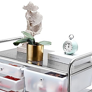 Homgava Rolling Storage Cart and Organizer with 12 Plastic Drawers-4 Lockable Casters for School Office Home Beauty Salon(White)