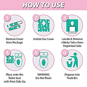 Disposable Toilet Seat Covers for Toddlers, Extra Large Individually Wrapped Unicorn Paper Potty Training Liners for Kids, Portable, Flushable with Non-Slip Adhesives, Potty Shields, Airplane & Travel