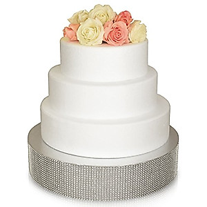 Occasions Bling Wedding Cake Stand (Holds 150 lbs) Cupcake Base, Decorative Centerpiece for Parties (18'' Round, Silver)