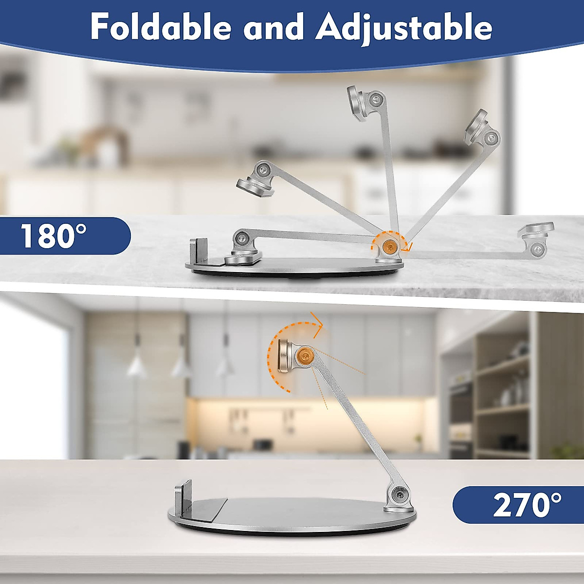 Aluminum Desktop Stand for Echo Show 15, Echo Show 15 Stand Swivel and Tilt, Adjustable and Foldable Stand with 360 Degree Rotatable Base, Multi-Angles, Easy Switch Device in Portrait and Landscape