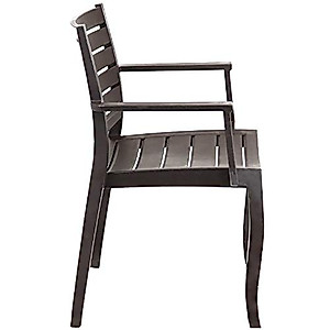 Sunnydaze Illias Plastic Outdoor Patio Arm Chair - Set of 4 - Stackable Seating - Brown