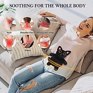 Yipem Microwave Heating Pad for Period Cramps Pain Relief - Microwavable Stuffed Animal for Cramps Neck Shoulder Muscles Knee Joints - Cute Cat Gifts for Women - Small Black Cat