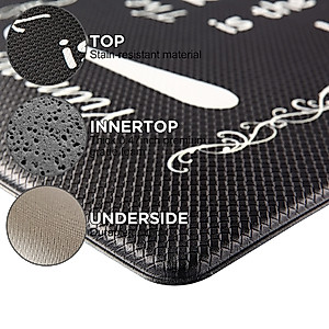 PCSWEET HOME Farmhouse Kitchen Rugs Sets Cushioned Anti Fatigue Mats for Kitchen Floor,Memory Foam Kitchen Mat Waterproof Non Slip Comfort Mat for Kitchen,Home,Office,Sink,Stove,Laundry (Black/White)