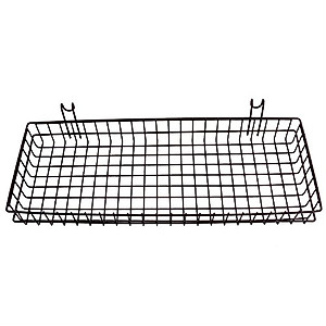 Kaforise Hanging Basket for Wire Wall Grid Panel, Multi-Function Wall Storage and Display Basket, Large Size, Black Painted