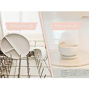 Ullabelle Toddler Plates, Bowls, & 2 Spoons for Babies - Silicone Suction Non-Slip Baby Feeding Set Kids - BPA Free (Blue)