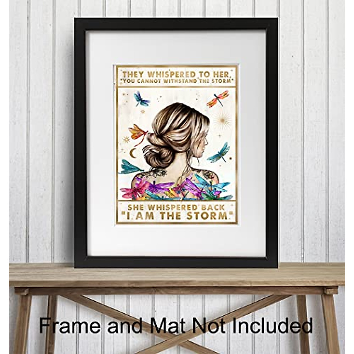 Inspirational Positive Quotes Wall Decor - She Whispered Back I Am The Storm - Hippie Boho Wall Art - Motivational Poster - Encouragement Gifts for Women - Rustic Bedroom Living Room Home Office