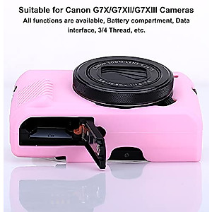 G7X Camera Silicone Case Ultra-Thin Lightweight Rubber Soft Silicone Case Bag Cover for Canon PowerShot G7X G7X Mark II G7X Mark III + Microfiber Cloth (Pink)