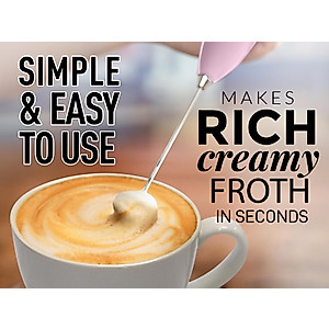 Zulay Powerful Milk Frother for Coffee with Upgraded Titanium Motor - Handheld Frother Electric Whisk, Milk Foamer, Mini Mixer and Coffee Blender Frother for Frappe, Latte, Matcha, No Stand - Pink