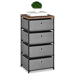 MOOACE Fabric Storage Dresser with Drawers, 4 Drawers Clothes Organizer and Storage Tower for Bedroom, Small Fabric Storage and Chest of Drawers, Gray