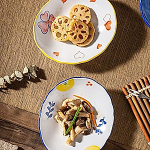 WAOCEO Appetizer Bowls 6 inch Ceramic Dessert Dishes Sauce Dish Soy Sauce Dipping Plates Snack Appetizer Side Dishes Serving Dish Japanese Style Dinnerware Set Salad Bowls (Color : D)