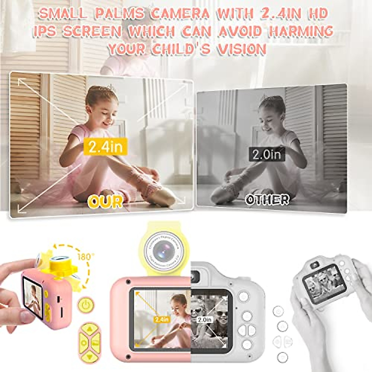 Kid Camera,ARNSSIEN Camera for Kid,2.4in IPS Screen Digital Camera,180°Flip Len Student Camera,Children Selfie Camera with Playback Game,Christmas/Birthday Gift for 4 5 6 7 8 9 10 11 Year Old Girl Boy