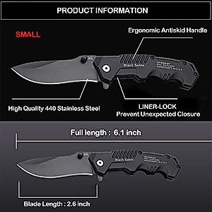Hidoer 2 PACK Pocket Folding Knife, Tactical Knife(small+large) Assisted Knife, Tactical Knife, EDC Knife with Liner Lock