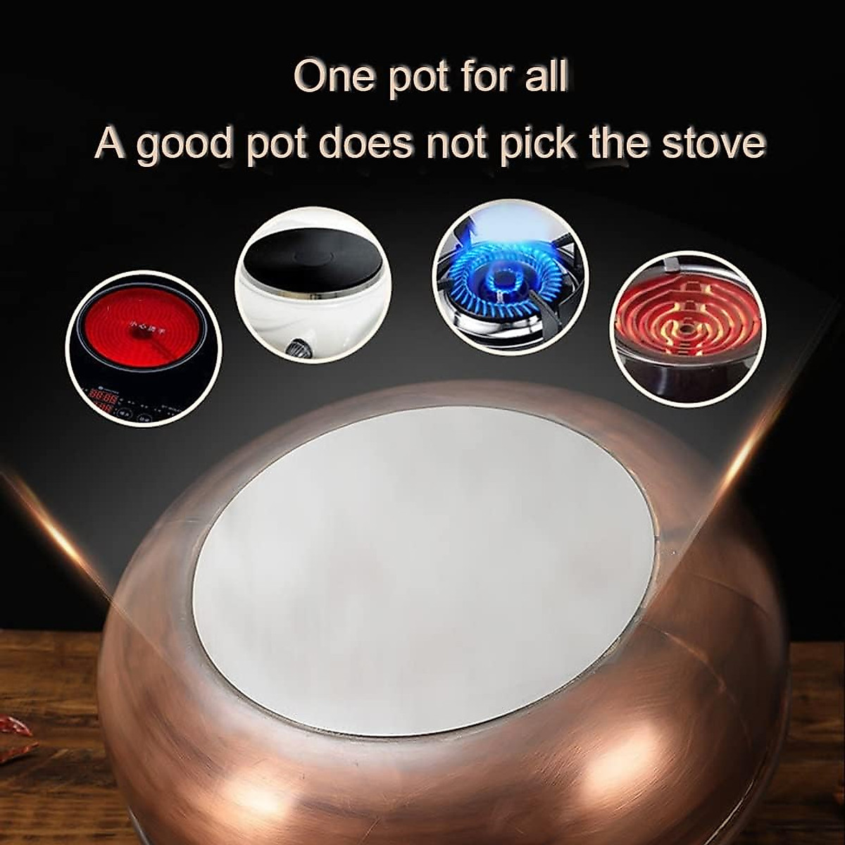 Chafing Dishes Retro Copper Hot Pot, Old Style Clear Soup Pot Thickened Flat Bottom Copper Pot Home Commercial Thickened Copper Hot Pot For Induction Cooker (Color : Brass, Size : 18cn)