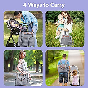 Beaulyn Diaper Bag Tote with Pacifier Case and Changing Pad, Large Capacity Travel Baby Diaper Bag Backpack for Mom Dad