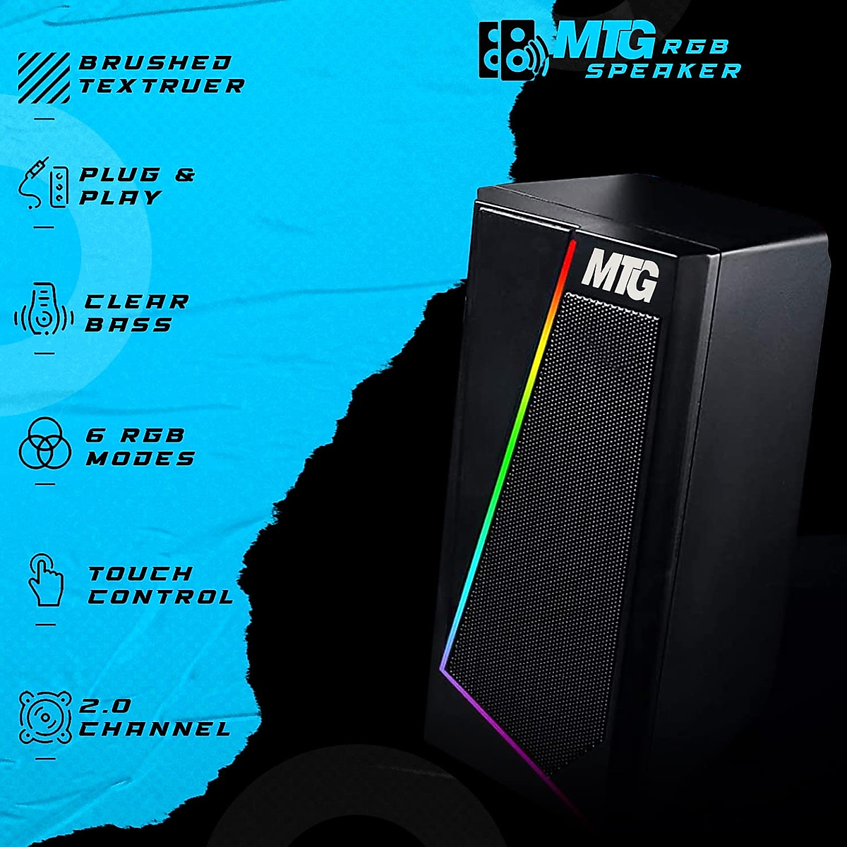 MTG RGB Backlit Mechanical Wired Gaming Keyboard and Mouse, Full Anti-ghosting Keys and RGB Stereo Speaker with 6 Colorful LED Modes with RGB Headphone for Desktop PC Laptop Combo