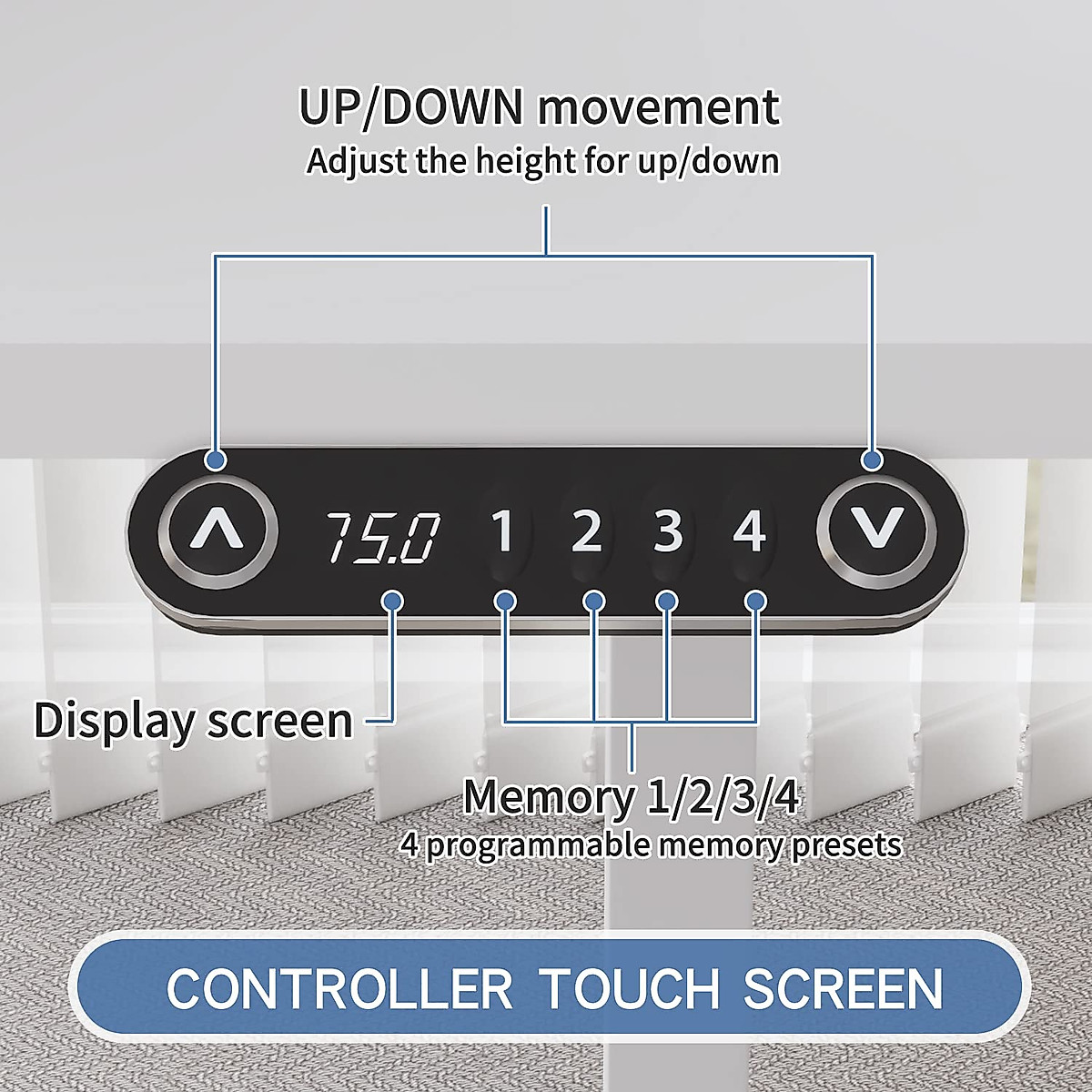 Bilbil Dual Motor Electric Standing Desk Frame - Adjustable Height Workstation for Home and Office, Fits 48'' to 70'' Desktops (White Frame)