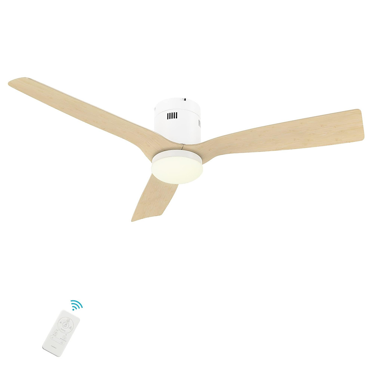 SMAAIR 52 Inch Smart Ceiling Fan with Dimmable LED Lights and 10-speed DC Motor, Works with Remote Control/Alexa/Google Assistant/Siri Shortcuts (52 Inch, Light Wooden Pattern-ABS)