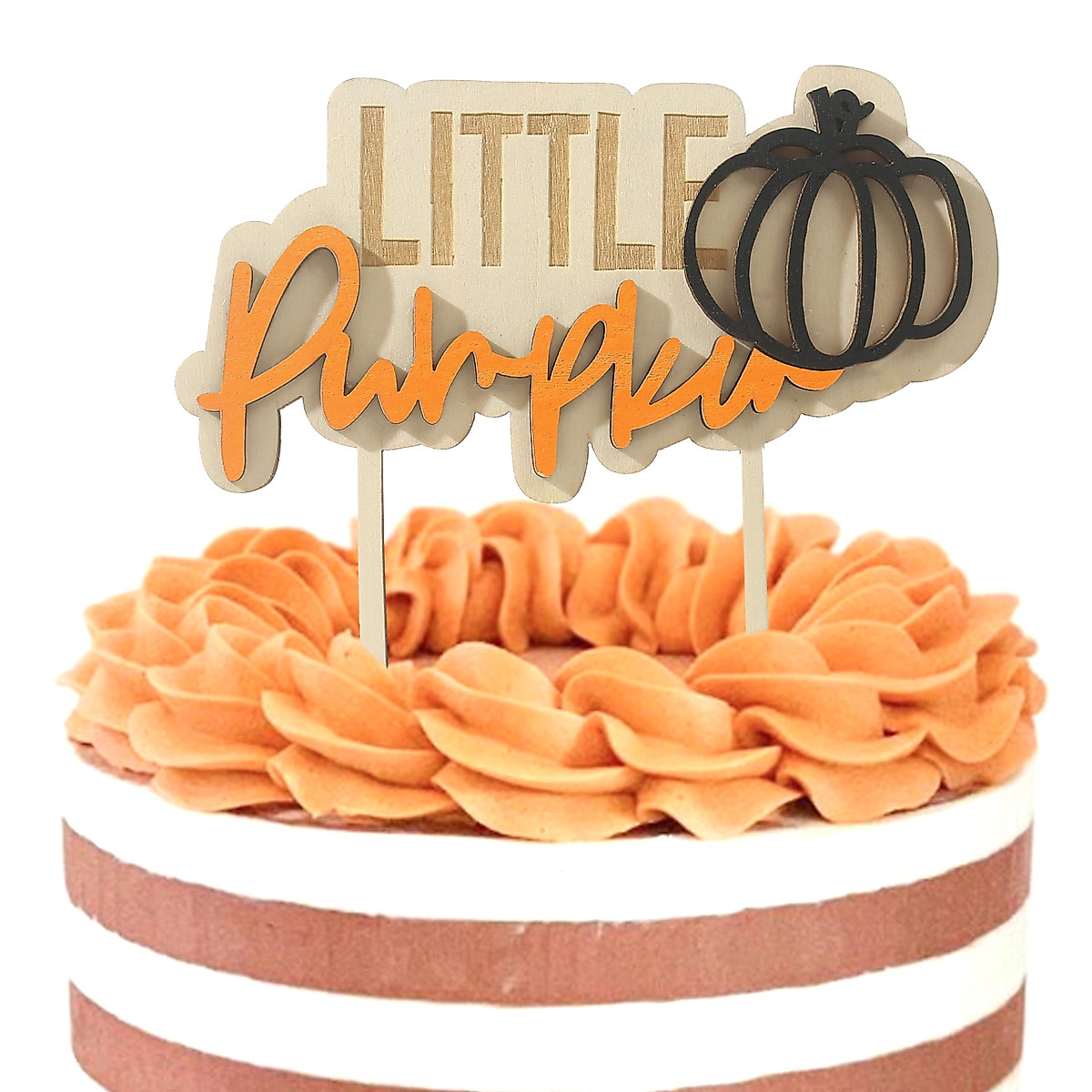BOOMPA Little Pumpkin Wooden Cake Topper for Halloween - Wooden Cake Topper for Pumpkin Theme Party - Eco-Friendly Wooden Pumpkin Cake Topper - Fall Harvest Little Pumpkin Cake Topper