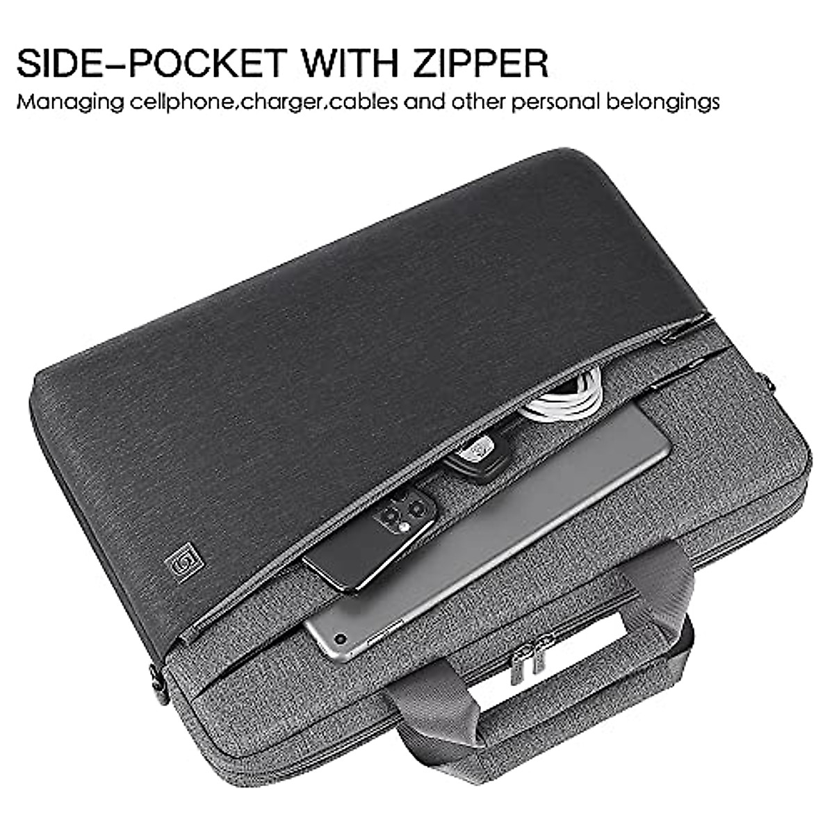 DOMISO 17 Inch Shockproof Laptop Carrying Case Business Briefcase Waterproof Messenger Shoulder Bag for 17"-17.3" Notebook/Chromebook/Dell/Lenovo/Acer/HP/MSI/ASUS, Black & Dark Grey