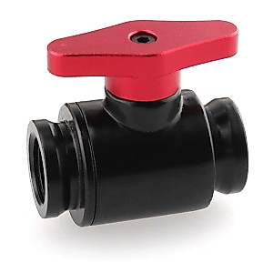 DGZZI G1/4 /Ball Valve G1/4" Screw Thread Brass Black Water Cooling Mini Shutoff Valve Water Stop Switch with Red Metal Handle for PC Water Cooling System