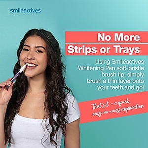 Smileactives Teeth Whitening Pen for White Smile, Fast Tooth Whitener and Stain Remover with Precision Brush Tip, Dental Quality Whitening Gel, Travel Pen, Easy to Use, Ultramint Flavor Flavor, 1 Pack