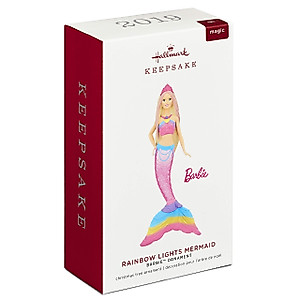 Hallmark Keepsake Christmas Ornament 2019 Year Dated Barbie, Rainbow Lights Mermaid